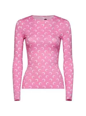 MARINE SERRE Pink Moon Print Long Sleeve Top