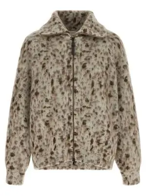 Brunello Cucinelli Mohair Blend Animal Print Cardigan