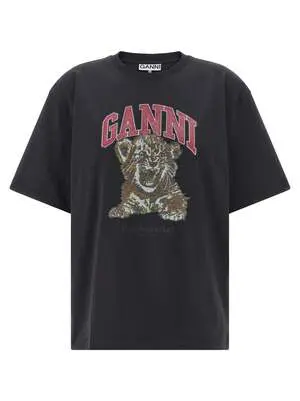GANNI Tiger Graphic T-shirt - Black