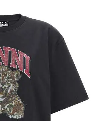 GANNI Tiger Graphic T-shirt - Black