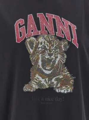 GANNI Tiger Graphic T-shirt - Black