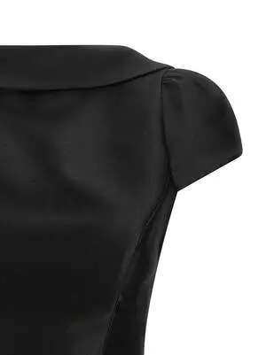 SELF-PORTRAIT Taffeta Collared Mini Dress - Black