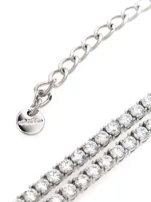 SELF-PORTRAIT Double Crystal Bow Choker Necklace - Silver
