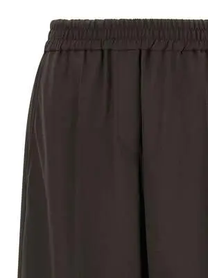 Brunello Cucinelli Wide Leg Trousers In Cool Wool - Brown