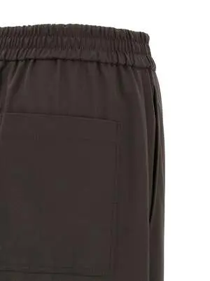 Brunello Cucinelli Wide Leg Trousers In Cool Wool - Brown