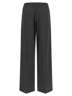 Brunello Cucinelli Cool Mélange Wool Flared Wide Leg Trousers - Gray