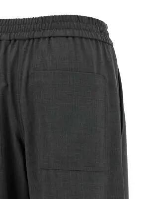 Brunello Cucinelli Cool Mélange Wool Flared Wide Leg Trousers - Gray