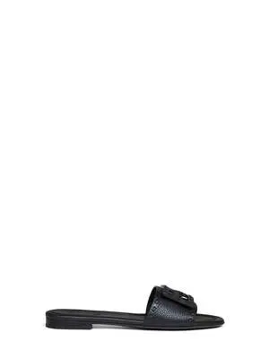FENDI FENDI Black Leather Baguette Slides