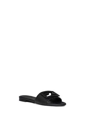 Fendi Black Leather Baguette Slides - Multicolor