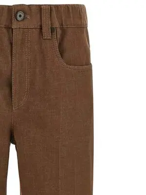 Brunello Cucinelli Contemporary Pull-on Wide Leg Jeans - Brown