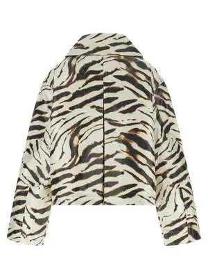 GANNI Zebra Print Laminated Fabric Jacket - Multicolor