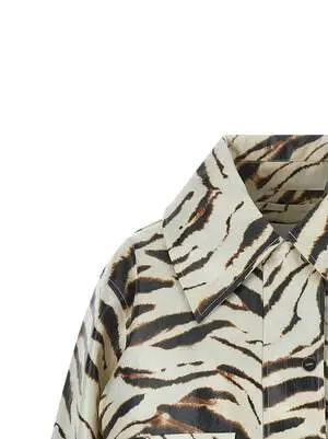 GANNI Zebra Print Laminated Fabric Jacket - Multicolor