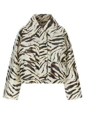GANNI Zebra Print Laminated Fabric Jacket - Multicolor