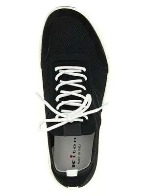 Kiton Technical Cotton And Suede Sneakers - Black