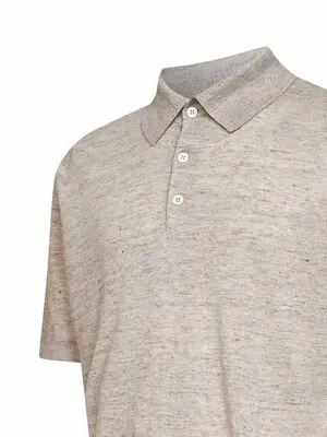 Brunello Cucinelli Sand Linen And Cotton Knit Polo Shirt