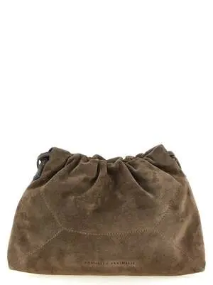 Brunello Cucinelli Suede Pouch With Monile Details - Brown