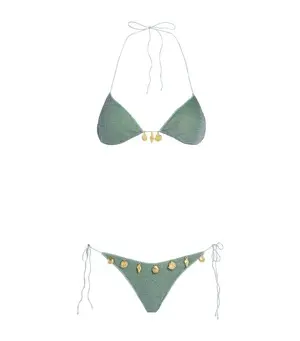 Oseree Metallic Embellished Lumière Bikini - Green