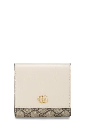 Gucci Cream Original Gg Supreme Marmont Compact Wallet - White