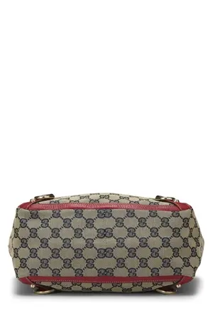 Gucci Original Gg Canvas Tote With Grained Leather Trimming And D-ring Hardware - Red