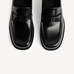 Balenciaga Square Toe Loafers With Matte B Logo