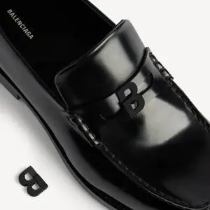 Balenciaga Square Toe Loafers With Matte B Logo