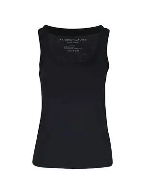 Majestic Filatures Scoop-neck Sleeveless Tank Top - Black