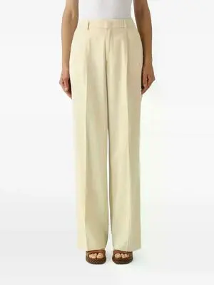 PT TORINO Cream White Pleated Wide-leg Trousers