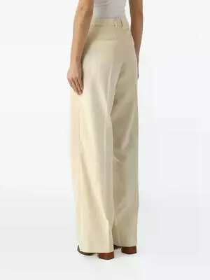 PT TORINO Cream White Pleated Wide-leg Trousers