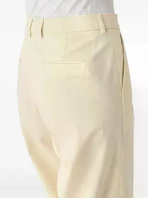 PT TORINO Cream White Pleated Wide-leg Trousers
