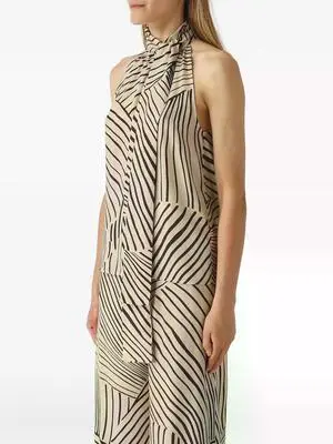 PT TORINO Abstract Print Halterneck Top - Neutrals