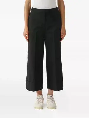 PT TORINO Wide Leg Pressed Crease Trousers - Black