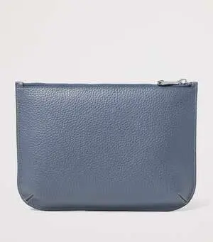 ASPINAL OF LONDON Large Grained Leather Ella Pouch - Blue