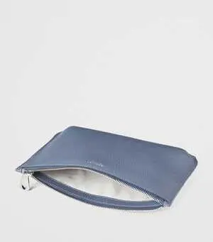 ASPINAL OF LONDON Large Grained Leather Ella Pouch - Blue