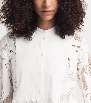 Erdem Crochet Cutwork Midi Shirt Dress - Ivory