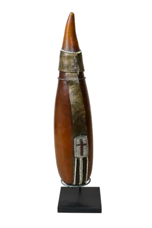 Botanical Boys Vintage Beaded Maasai Calabash Fifty Two Nine - Brown