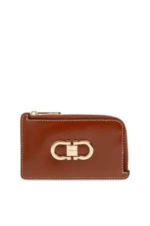 FERRAGAMO Leather Card Holder - Brown