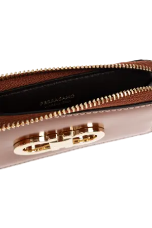 FERRAGAMO Leather Card Holder - Brown