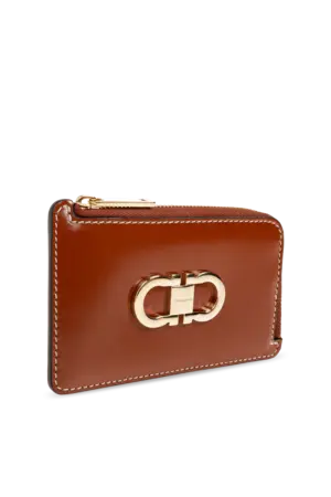 FERRAGAMO Leather Card Holder - Brown