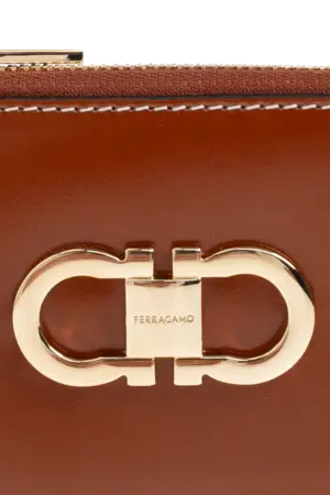 FERRAGAMO Leather Card Holder - Brown