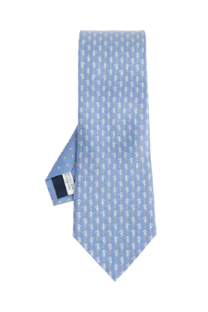FERRAGAMO Silk Seahorse Printed Tie