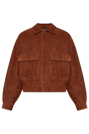 Balmain Suede Leather Jacket - Brown