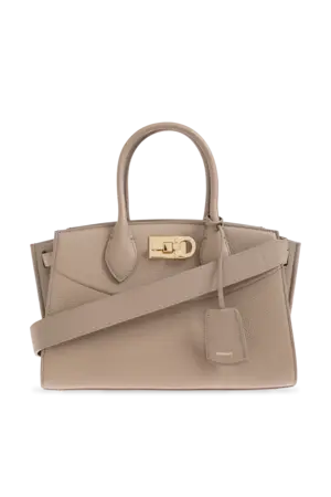 FERRAGAMO Leather Bag With Gold-tone Clasp And Logo Detail