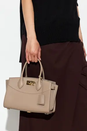 FERRAGAMO Leather Bag With Gold-tone Clasp And Logo Detail