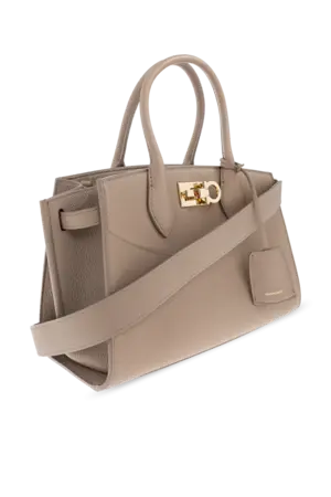 FERRAGAMO Leather Bag With Gold-tone Clasp And Logo Detail