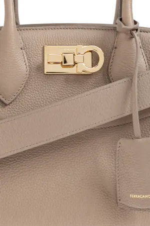 FERRAGAMO Leather Bag With Gold-tone Clasp And Logo Detail