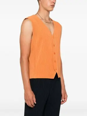 Issey Miyake Pleated V-neck Vest - Multicolor