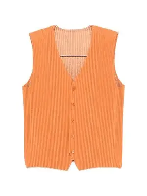 Issey Miyake Pleated V-neck Vest - Multicolor