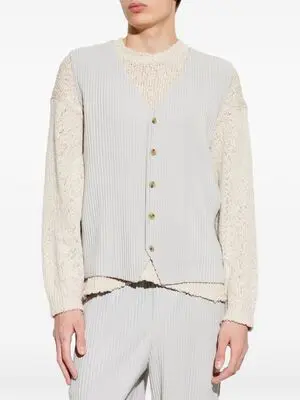 Issey Miyake Pleated V-neck Vest - Multicolor