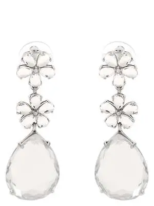 SELF-PORTRAIT Crystal Flower Tiered Earrings - Silver