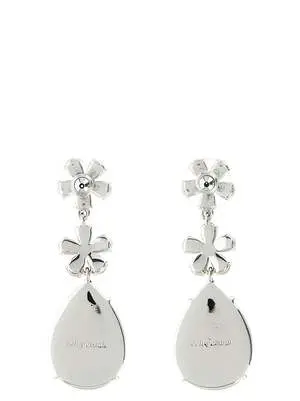 SELF-PORTRAIT Crystal Flower Tiered Earrings - Silver